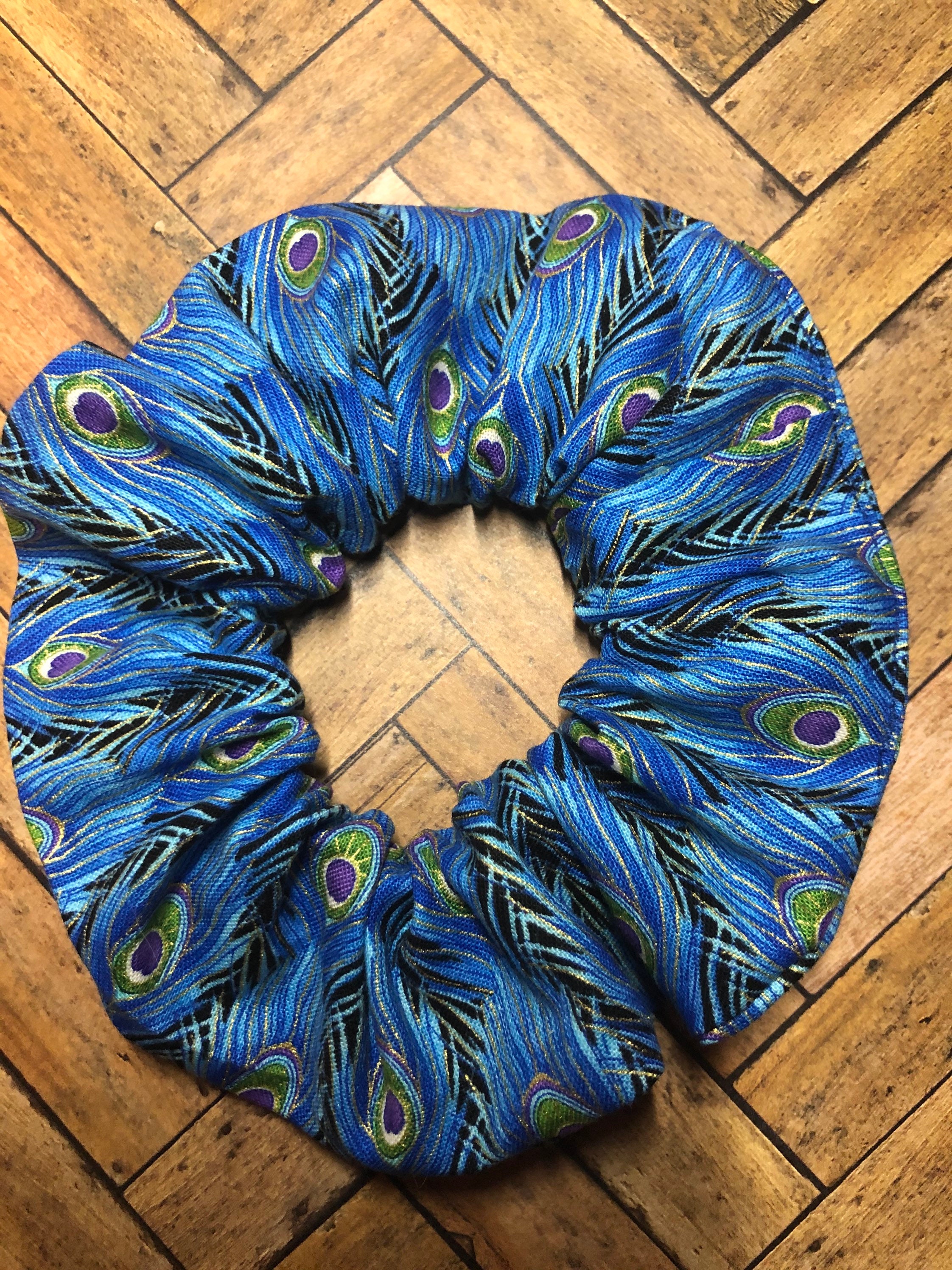 Peacock Feather Scrunchie Handmade Hair Ties Scrunchies | Etsy