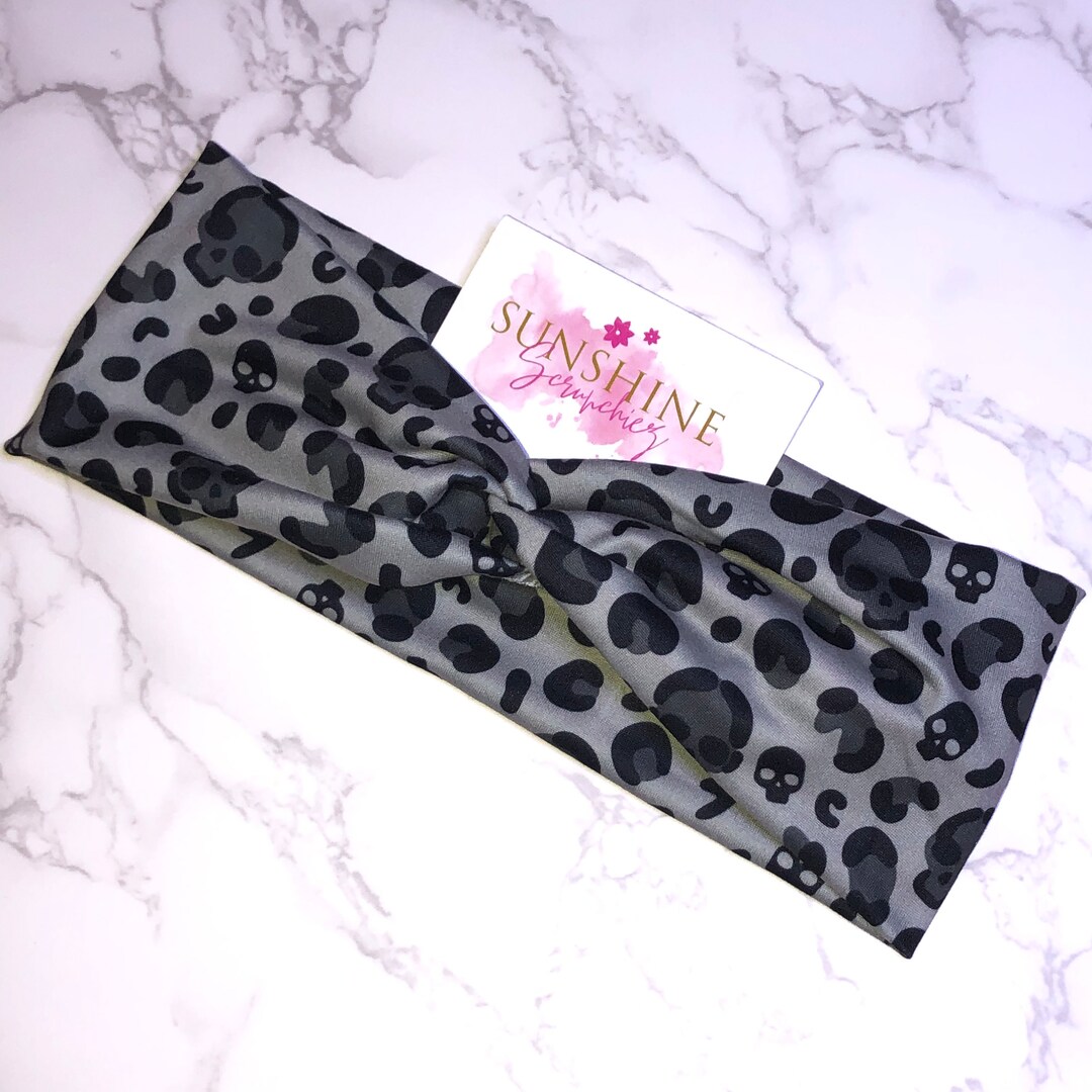 Skull and Leopard Print Turban Twist Headband-skull Headband- Leopard ...