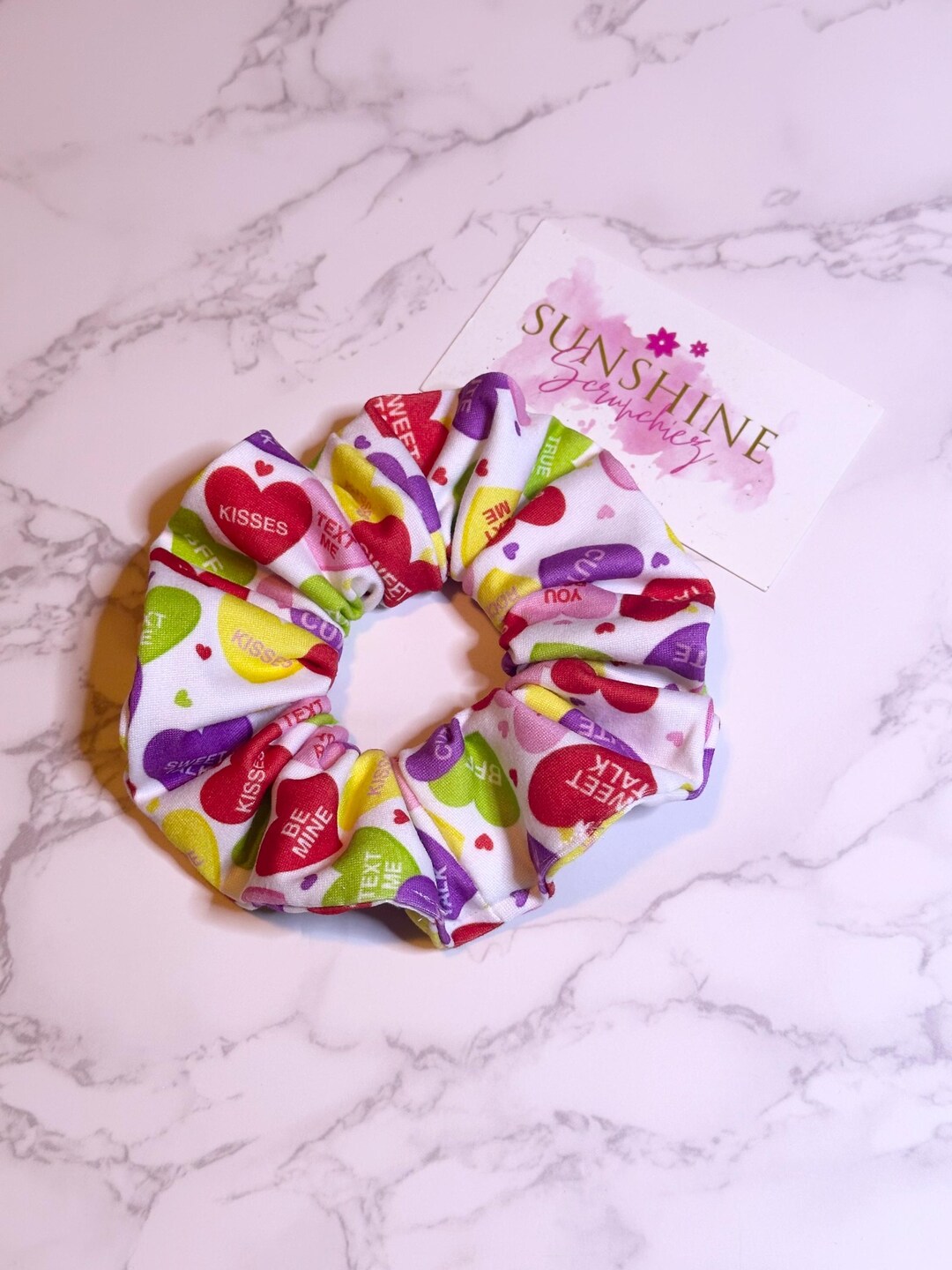 Valentines Candy Heart Soft and Stretchy Scrunchies-heart Scrunchies ...