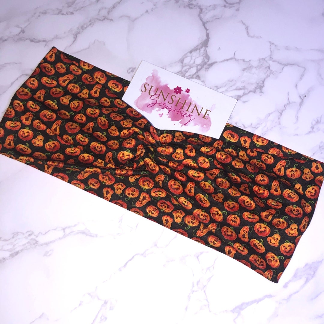 Spooky Jack O Lantern Pumpkin Turban Twist Halloween Headbands ...