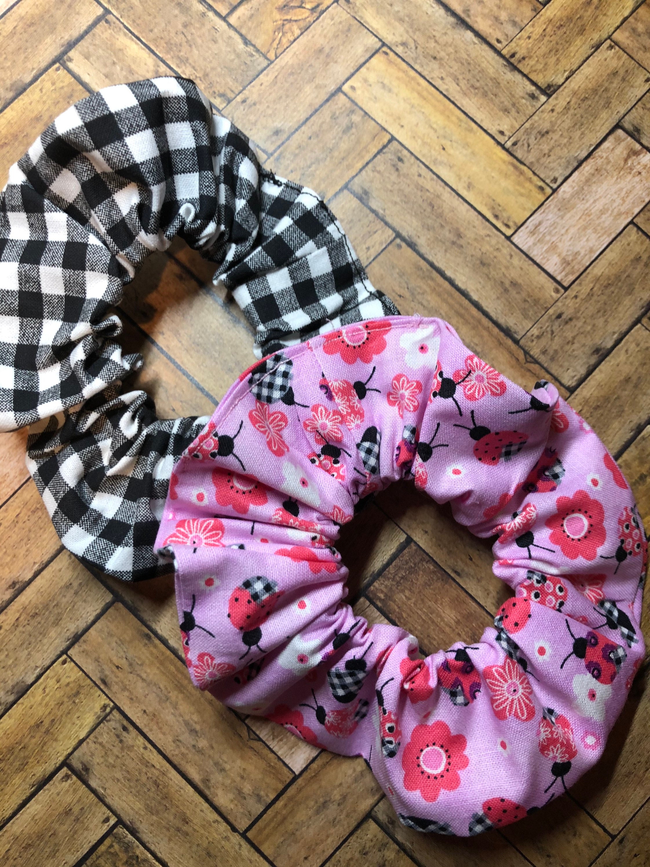 Ladybug and Checkered Scrunchies Set of 2 Scrunchie-handmade - Etsy