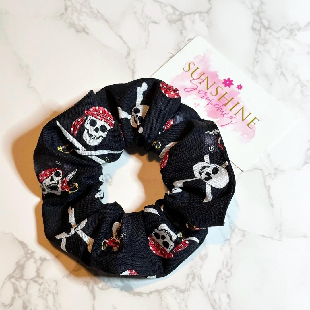 Gasparilla Pirate Skull and Crossbones Scrunchie-pirate Hair Tie-red ...