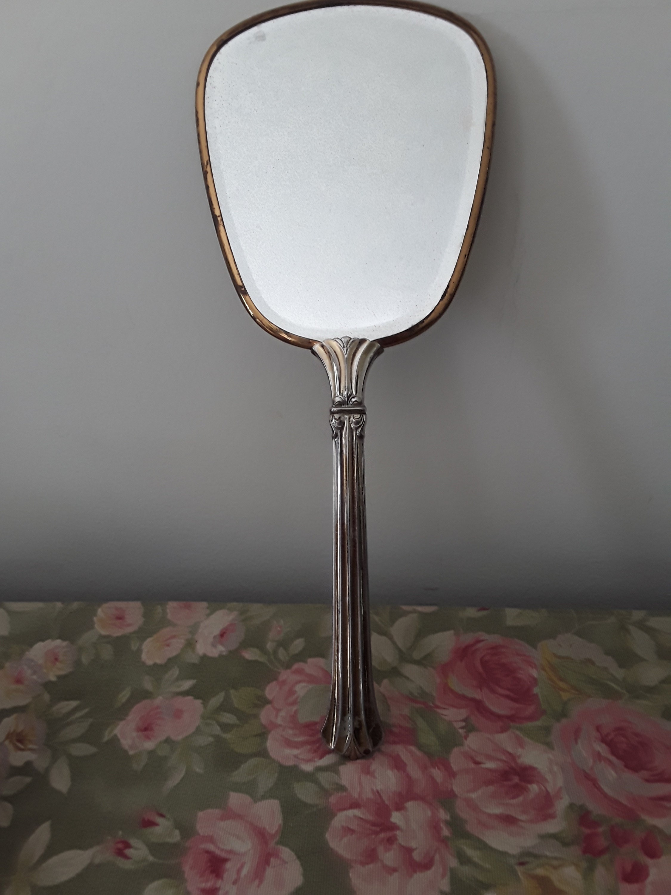 Vintage Brass Vanity Hand Mirror - Etsy