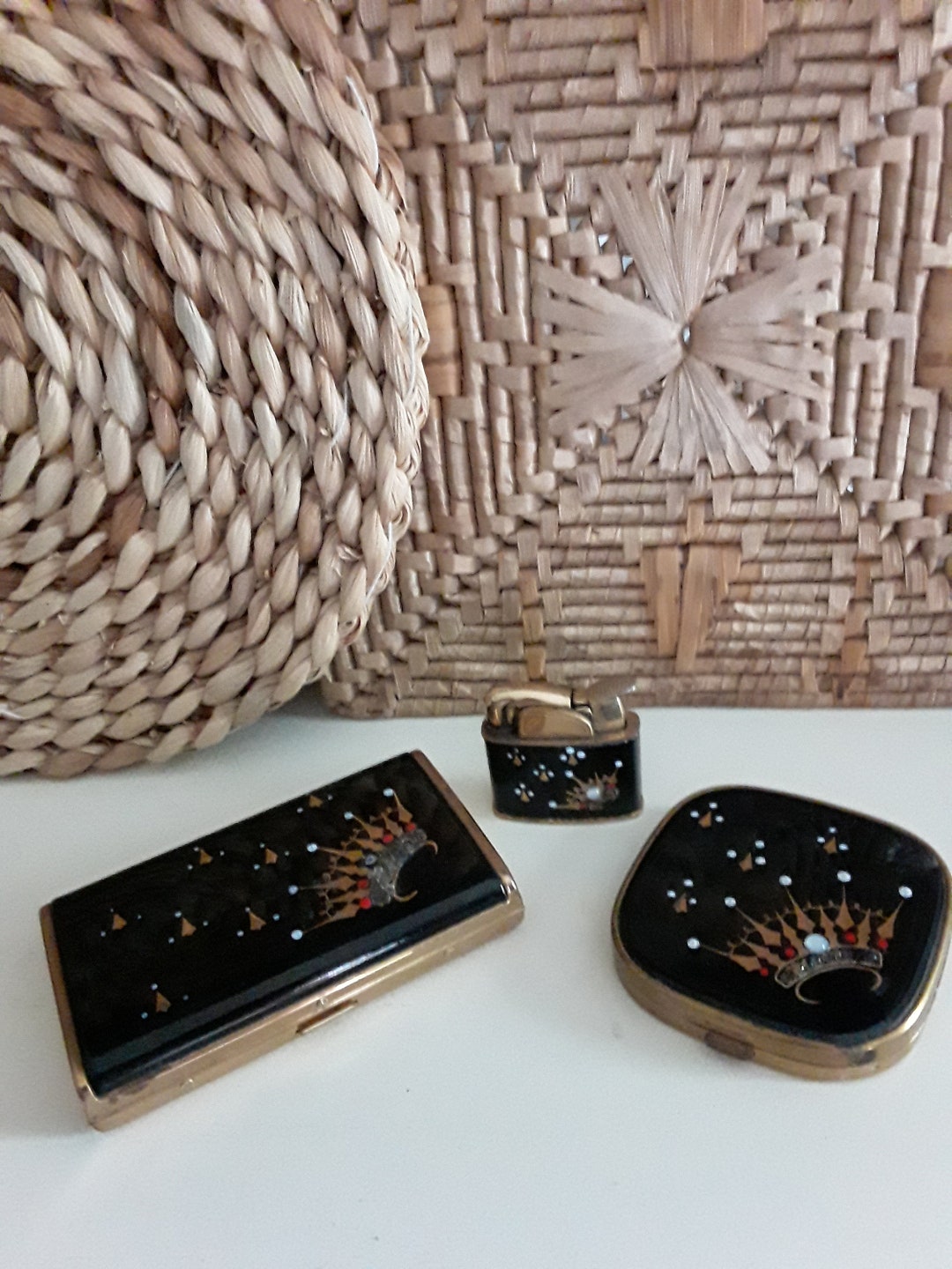 Vintage 1940s Evans Lighter, Compact, Cigarette Case Set - Etsy