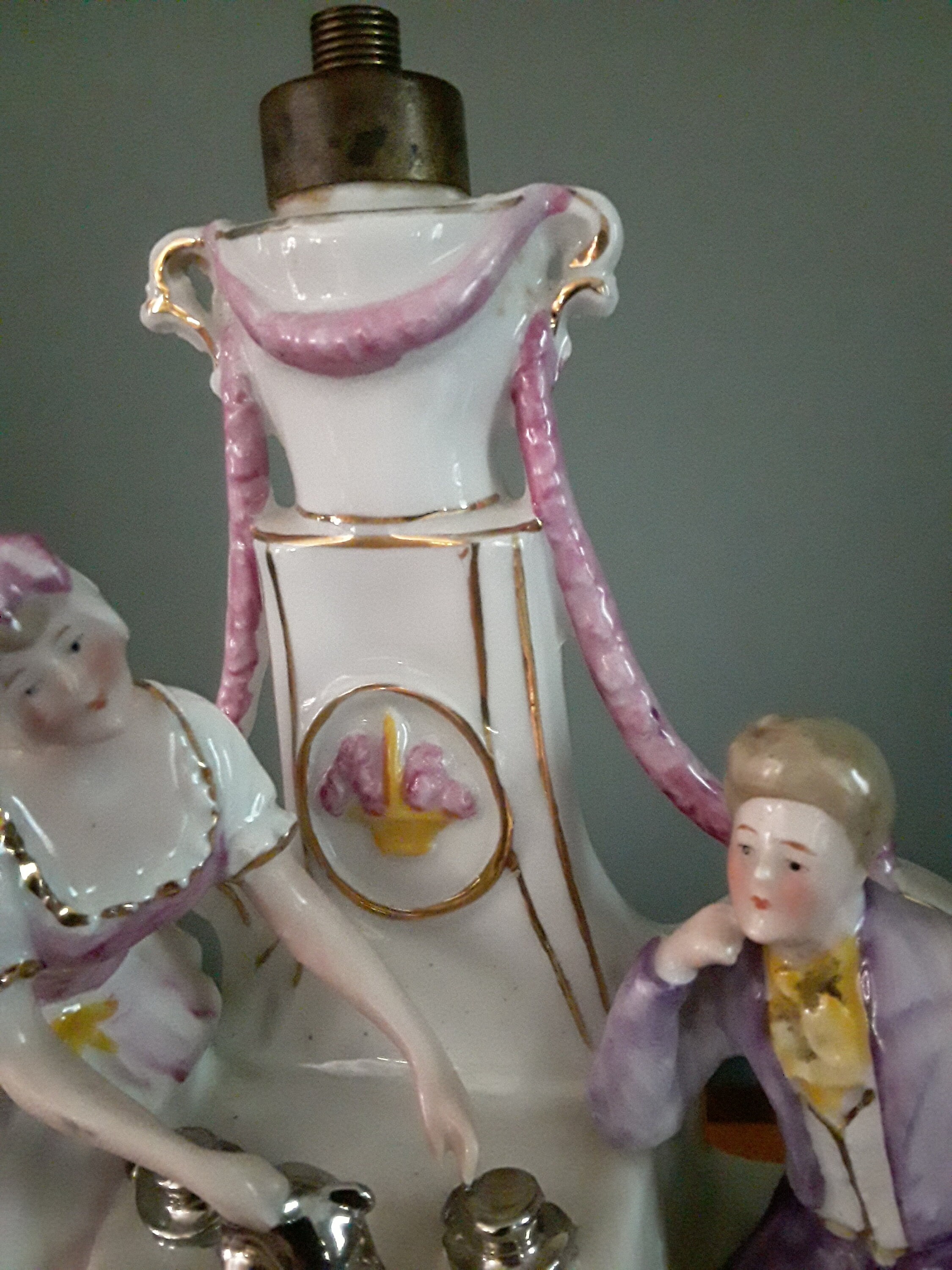 Vintage 1940s Victorian Style Electric Table Lamp Base- Depicting A Tea ...
