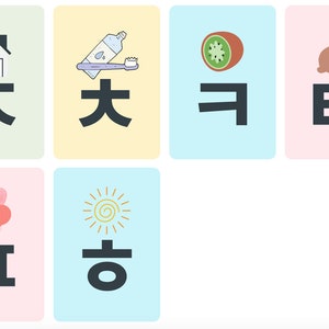 Korean Alphabet Flash Cards Printable - Etsy