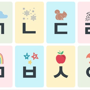 Korean Alphabet Flash Cards Printable - Etsy