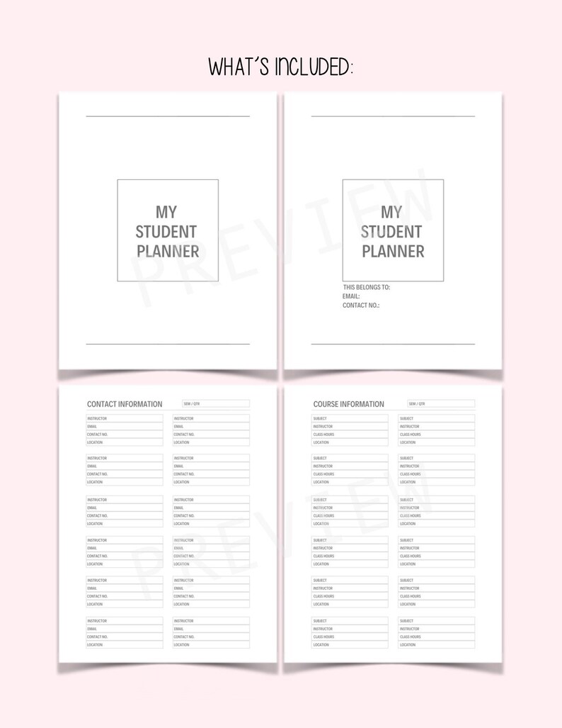 Ultimate Student Planner Printable Bundle/ Study Template Organizer/ Academic College University ...