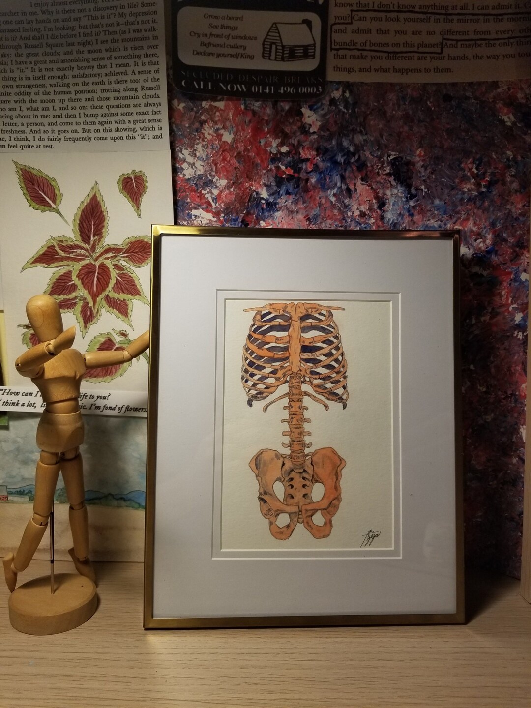 Orange Skeleton Original Watercolour Painting - Etsy