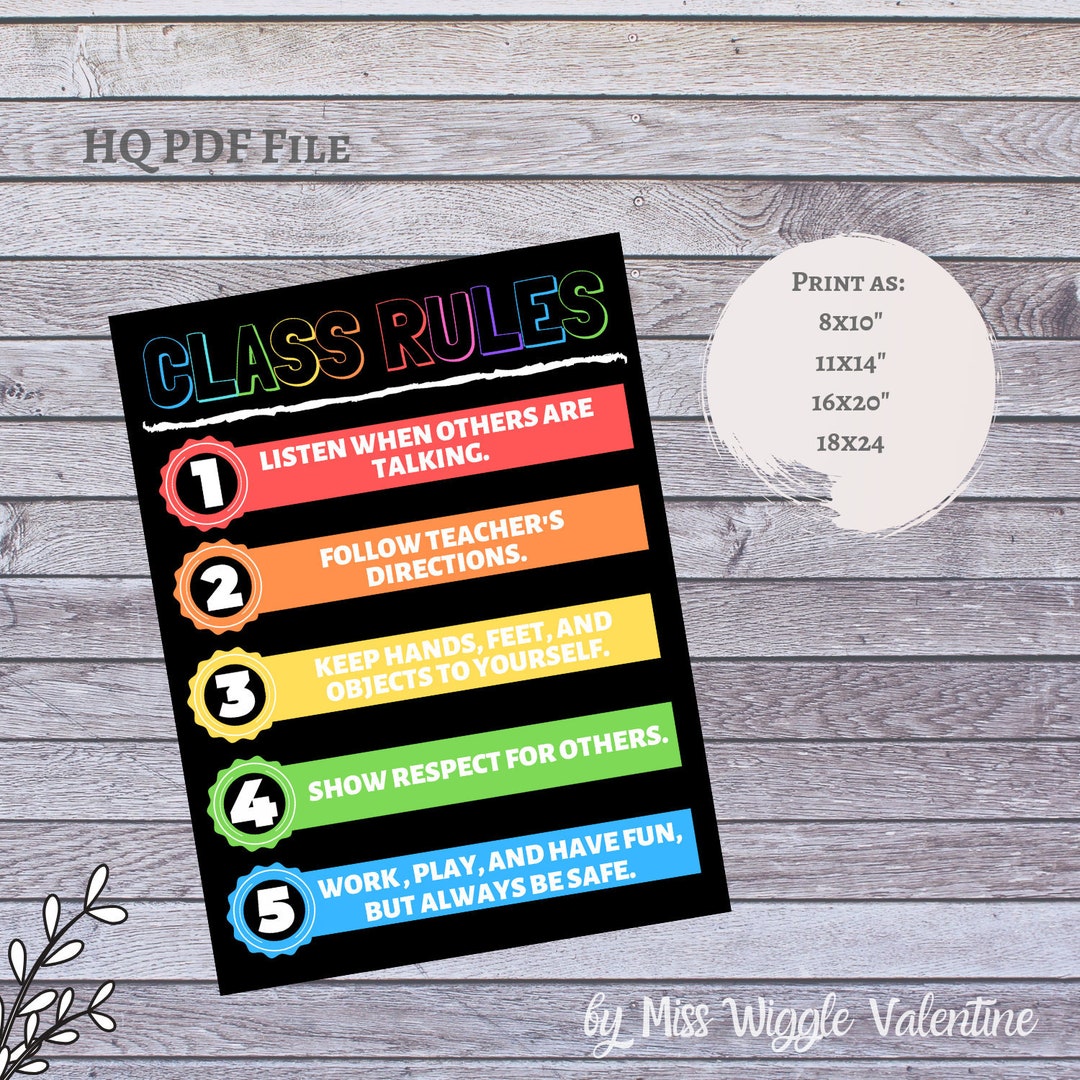 Classroom Rules, Classroom Sign, Teacher Sign, Teacher Poster, Colorful ...