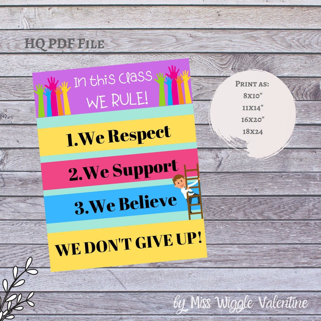 Classroom Rules, Classroom Sign, Teacher Sign, Teacher Poster, Colorful ...