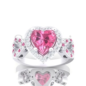 Valentine Heart Shape Engagement Ring Womens Halo Wedding Ring 3 Carat ...