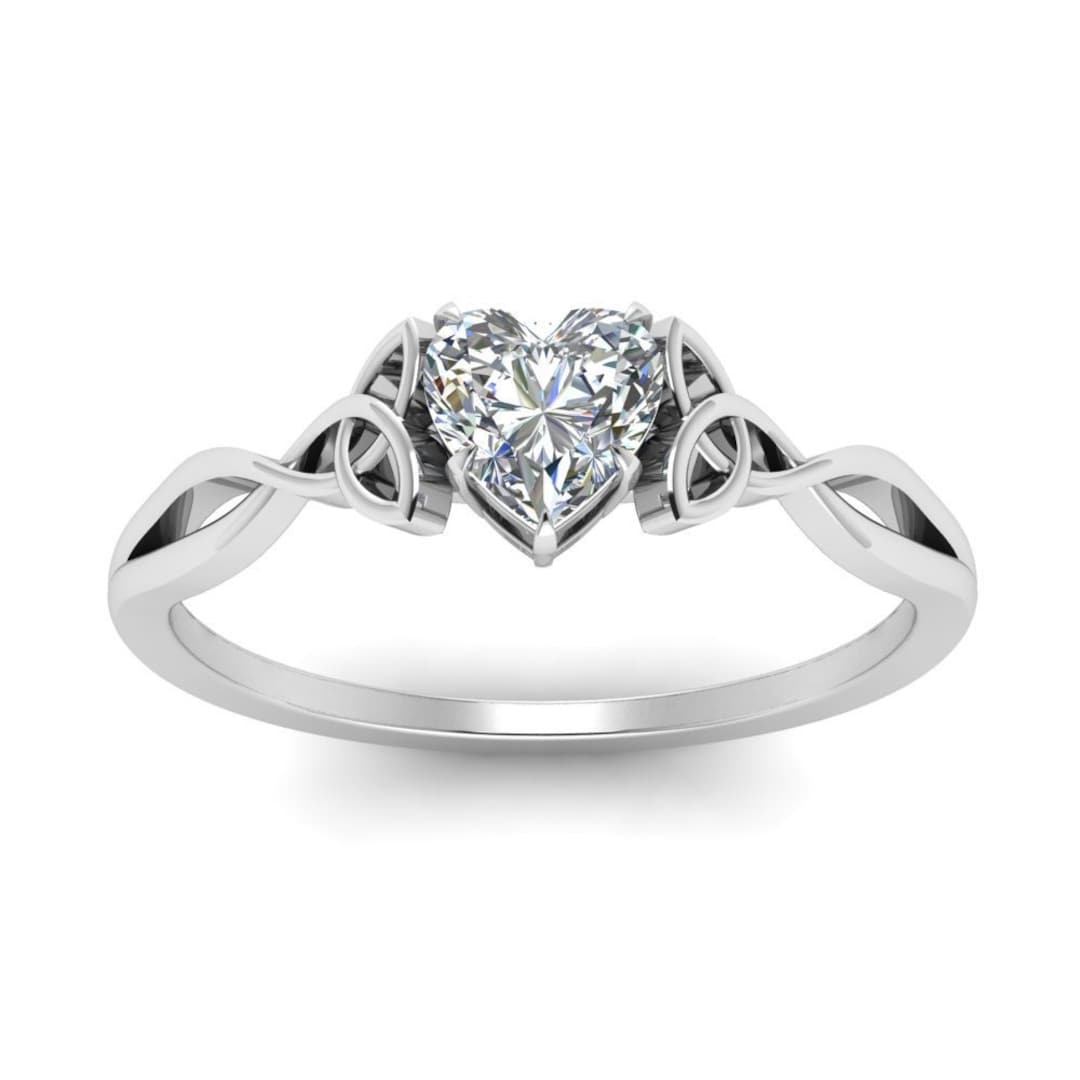 Celtic Love Knot Engagement Ring, 2 Ct Heart Cut Moissanite Promise ...