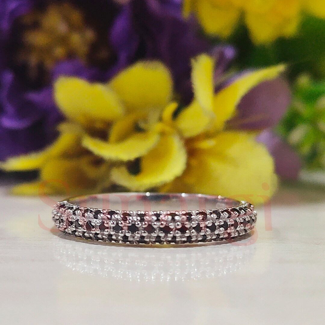 Eternity Black Sapphire Rings, Half Eternity Love Promise Band ...