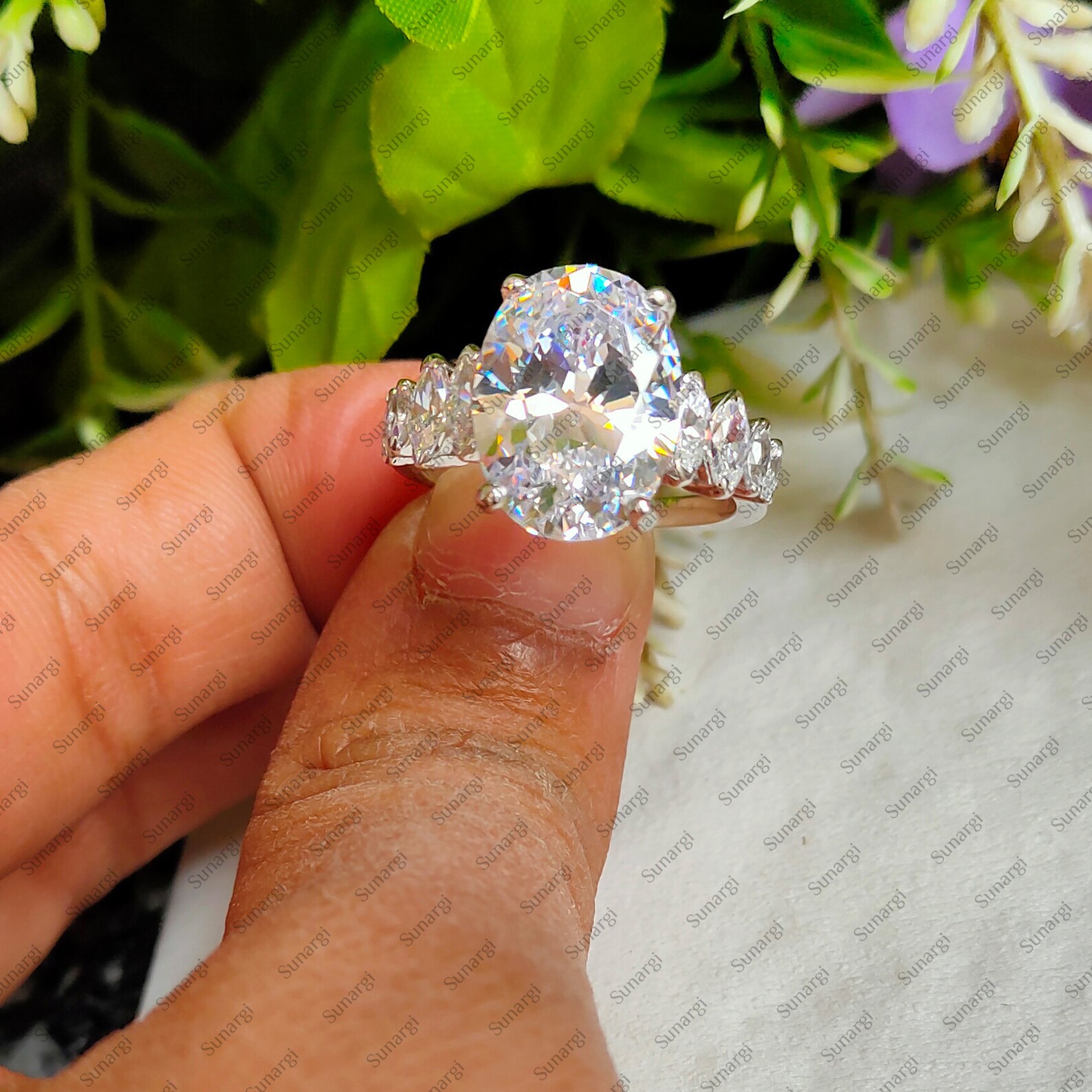 4 Carat Oval Cut Solitaire White Sapphire Engagement Ring | Etsy