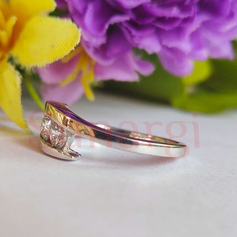 Swirl Ring Bypass Ring Tension Set Ring Three Stone Ring - Etsy