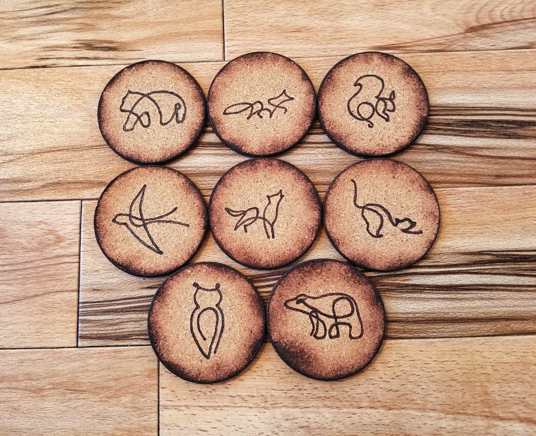 Minimalistic Animal Pyrography Coasters - Etsy