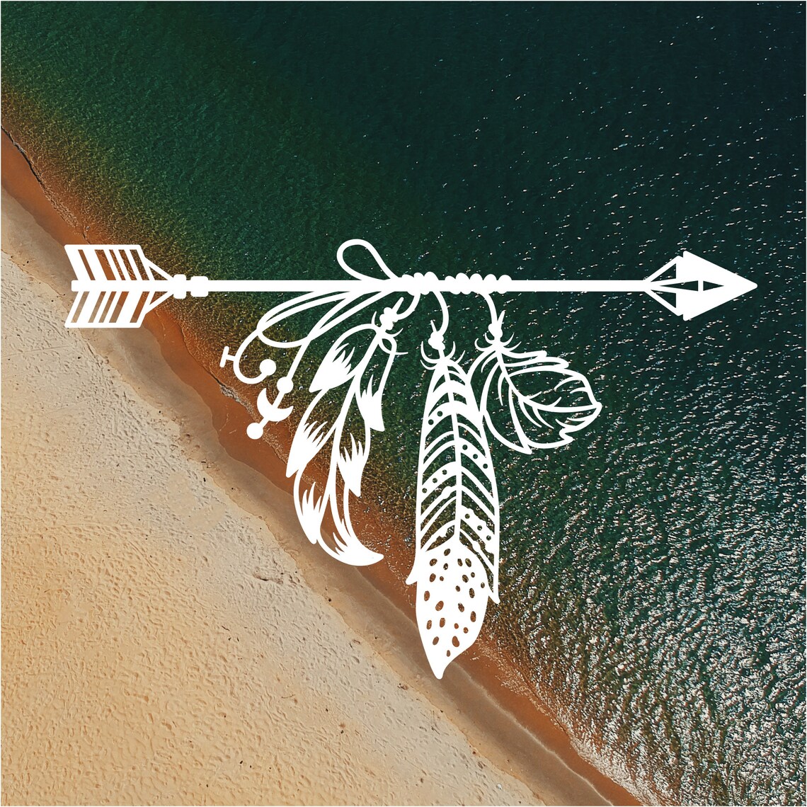 Feather Arrow Vinyl Decal Arrow Decal Boho Decal | Etsy