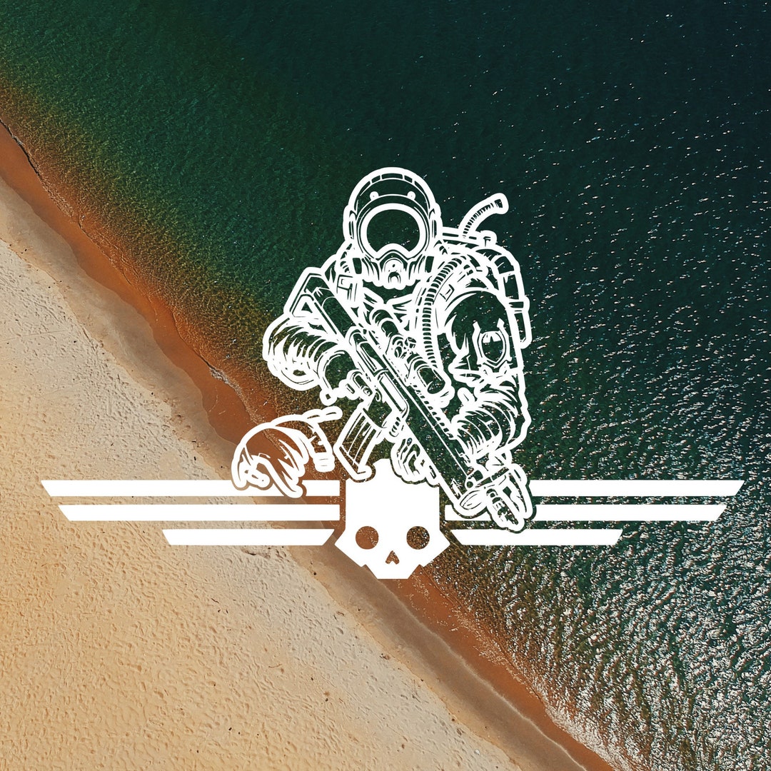 Helldiver Democracy on Skull Vinyl Decal Video Game Decal Democracy Tumbler Decal Water Bottle ...