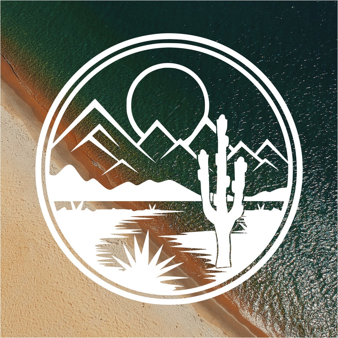 Desert Mountain Cactus River Vinyl Decal Car Decal Window Decal ...
