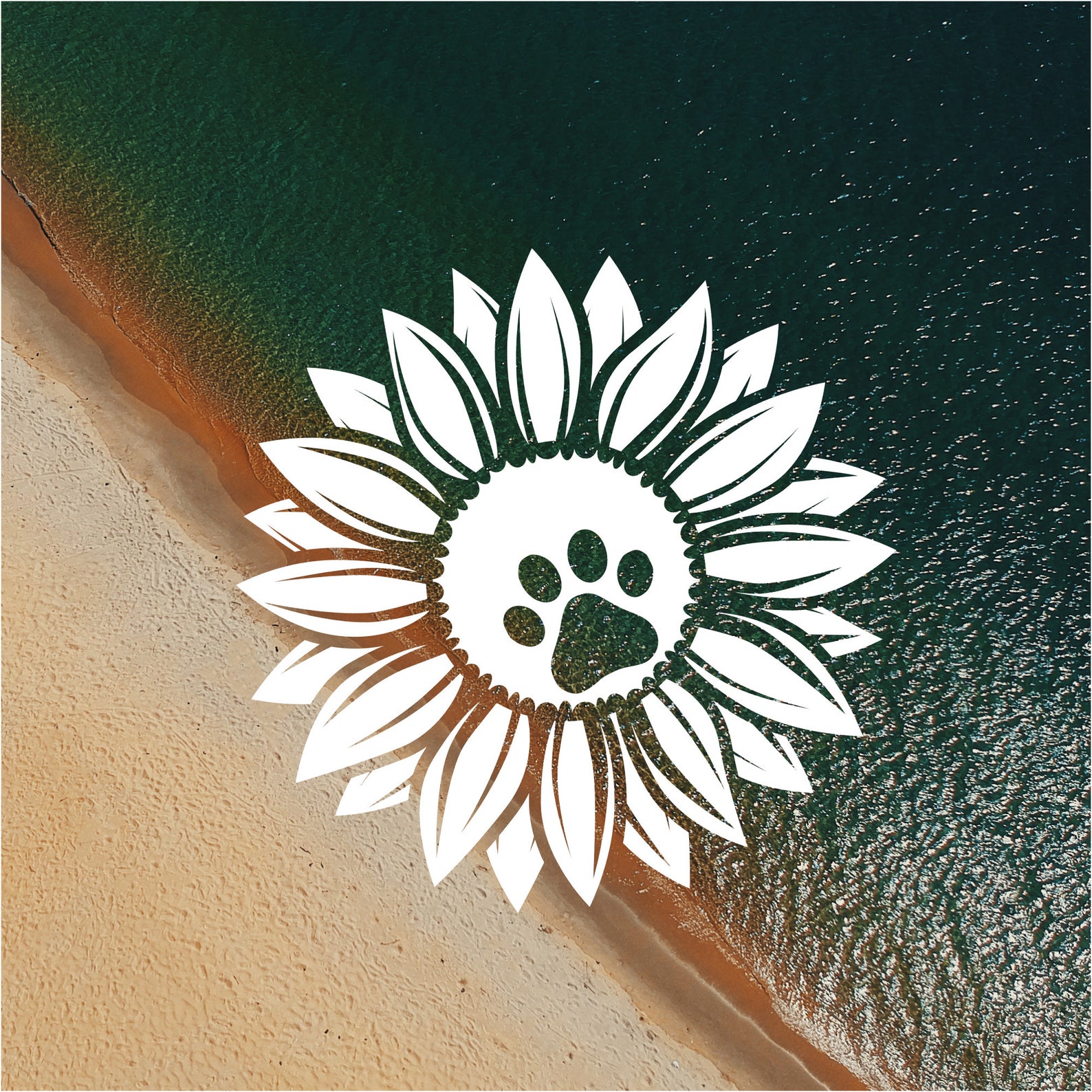 Sunflower With Dog Paw Vinyl Decal Paw Print Pet Lover - Etsy