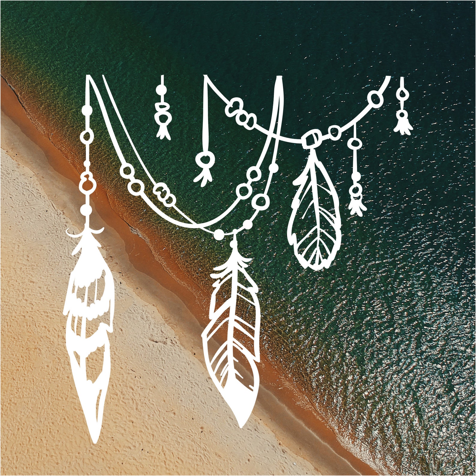 Draped Feather Design Vinyl Decal Boho Decal Feather Decal - Etsy