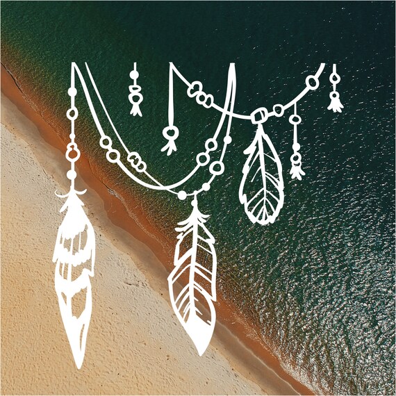 Draped Feather Design Vinyl Decal Boho Decal Feather Decal - Etsy
