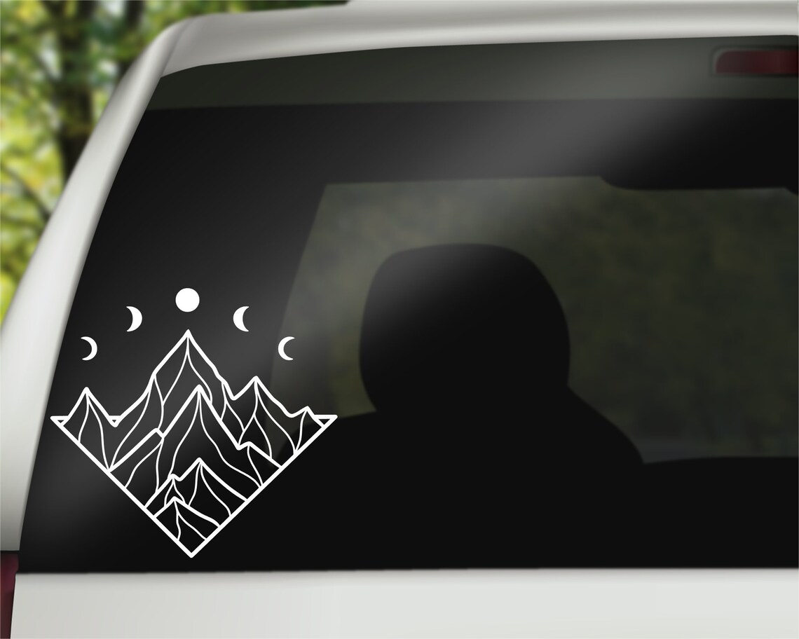 Mountain Moon Phases Vinyl Decal Car Decal Window Decal Adventure Lover ...