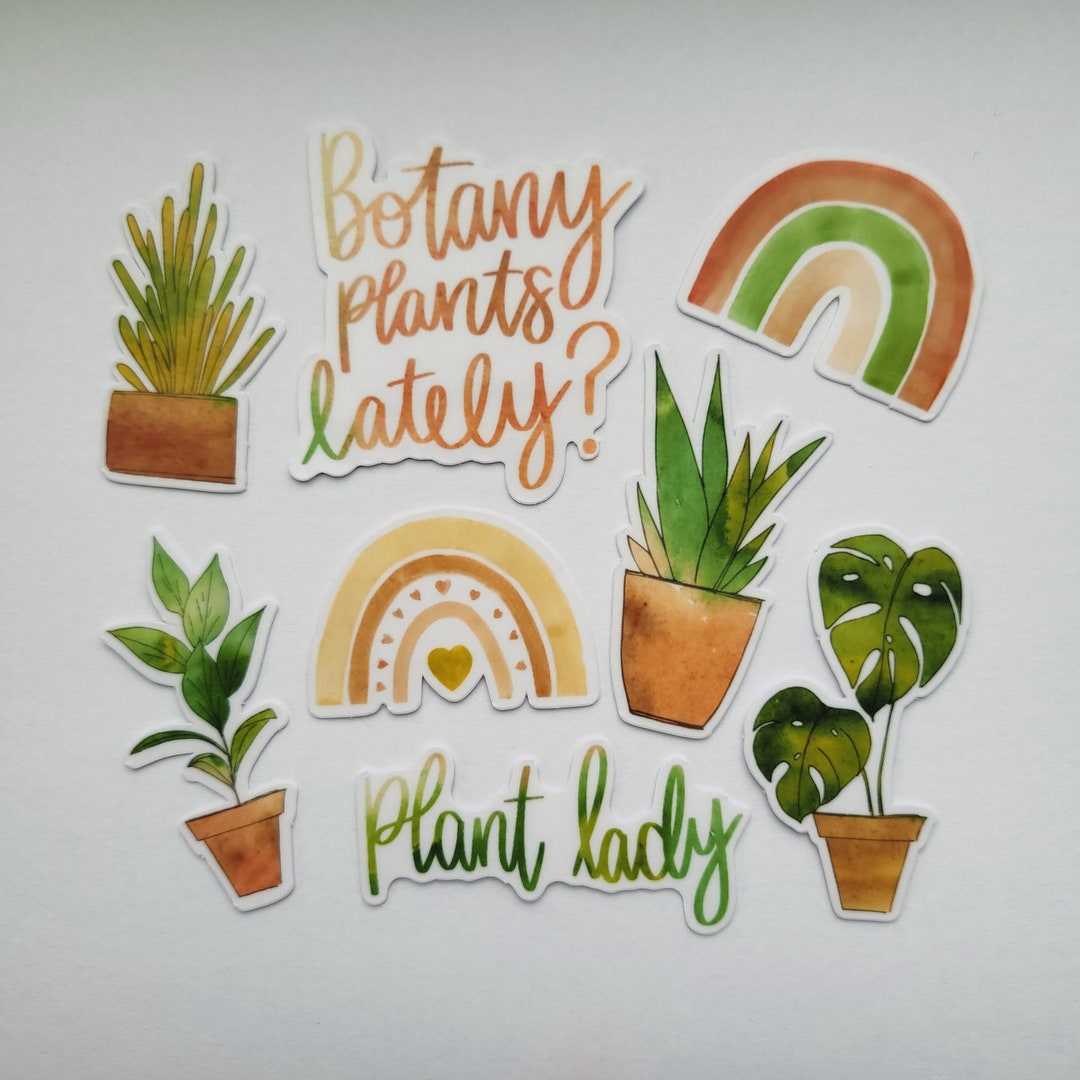 Watercolor Plant Lady Sticker Set Sticker Pack Waterproof - Etsy