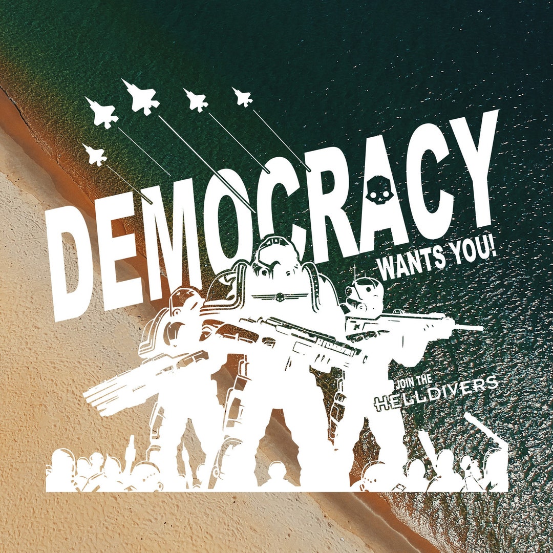 Helldiver Democracy Wants You on Skull Vinyl Decal Video Game Decal ...