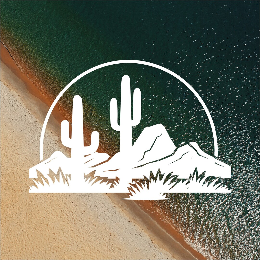 Desert Mountain Cactus Scene Vinyl Decal Car Decal Window Decal ...