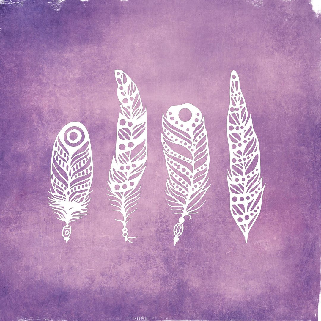 Four Feather Vinyl Decal Set of Four Decal Boho Decal Bohemian Decor ...