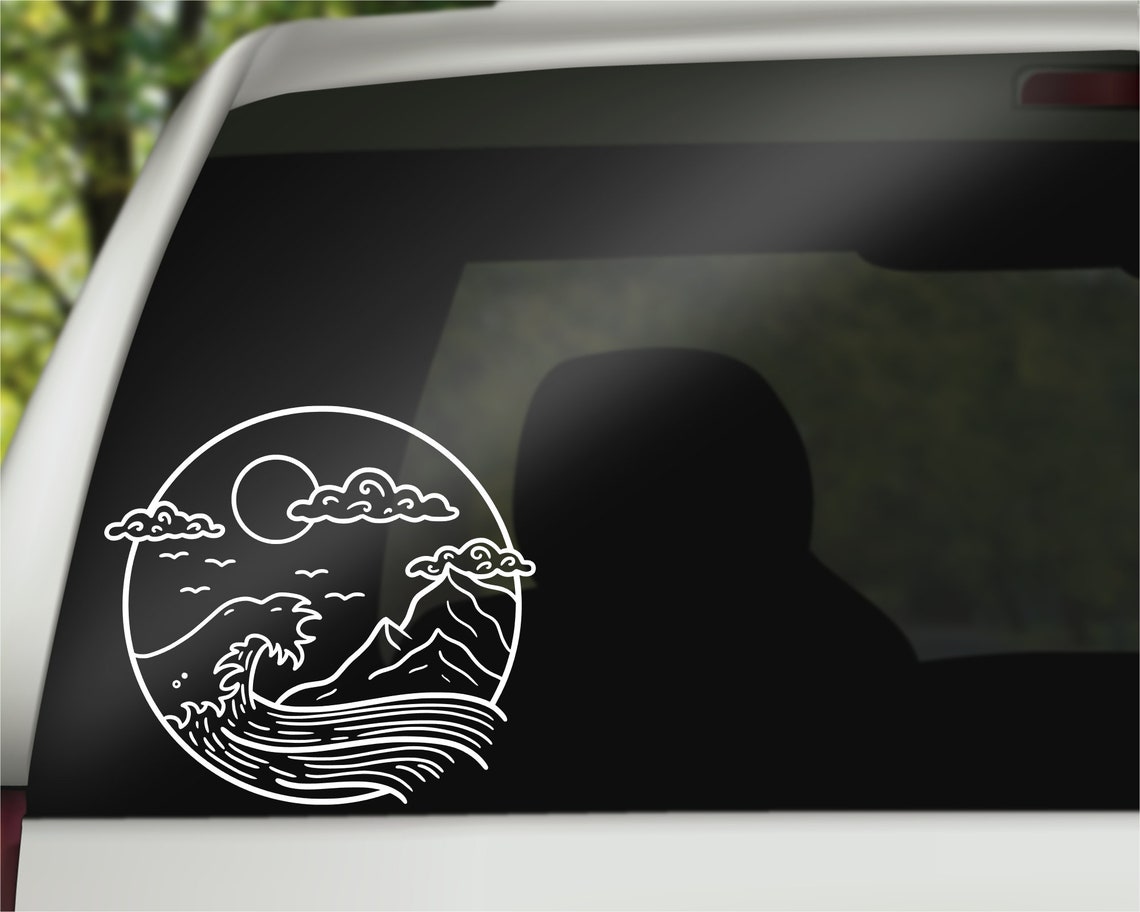 Mountain Ocean Waves Vinyl Decal Car Decal Window Decal - Etsy