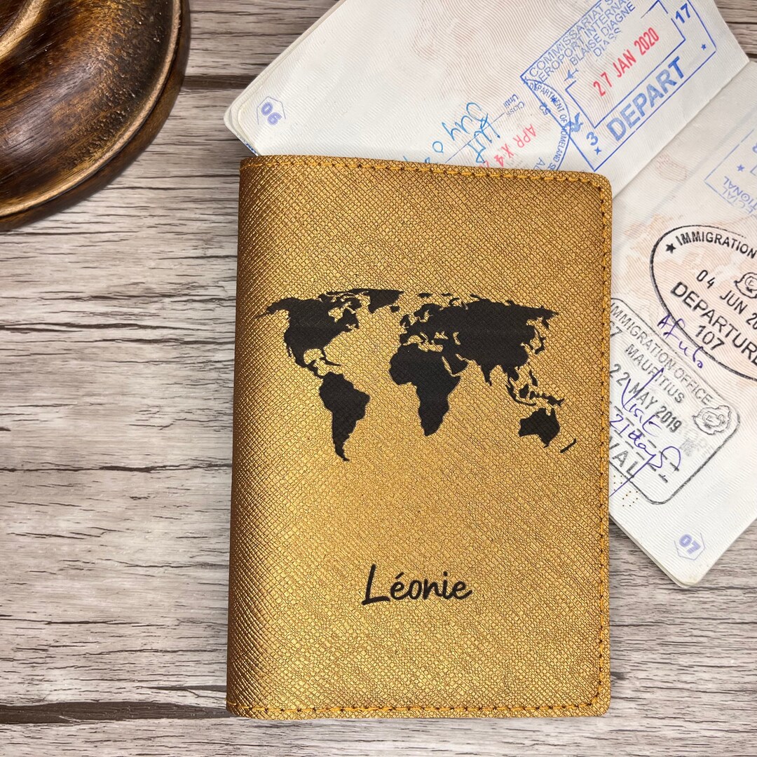 Personalized Gold Passport Cover, Customizable Passport Case. Passport ...