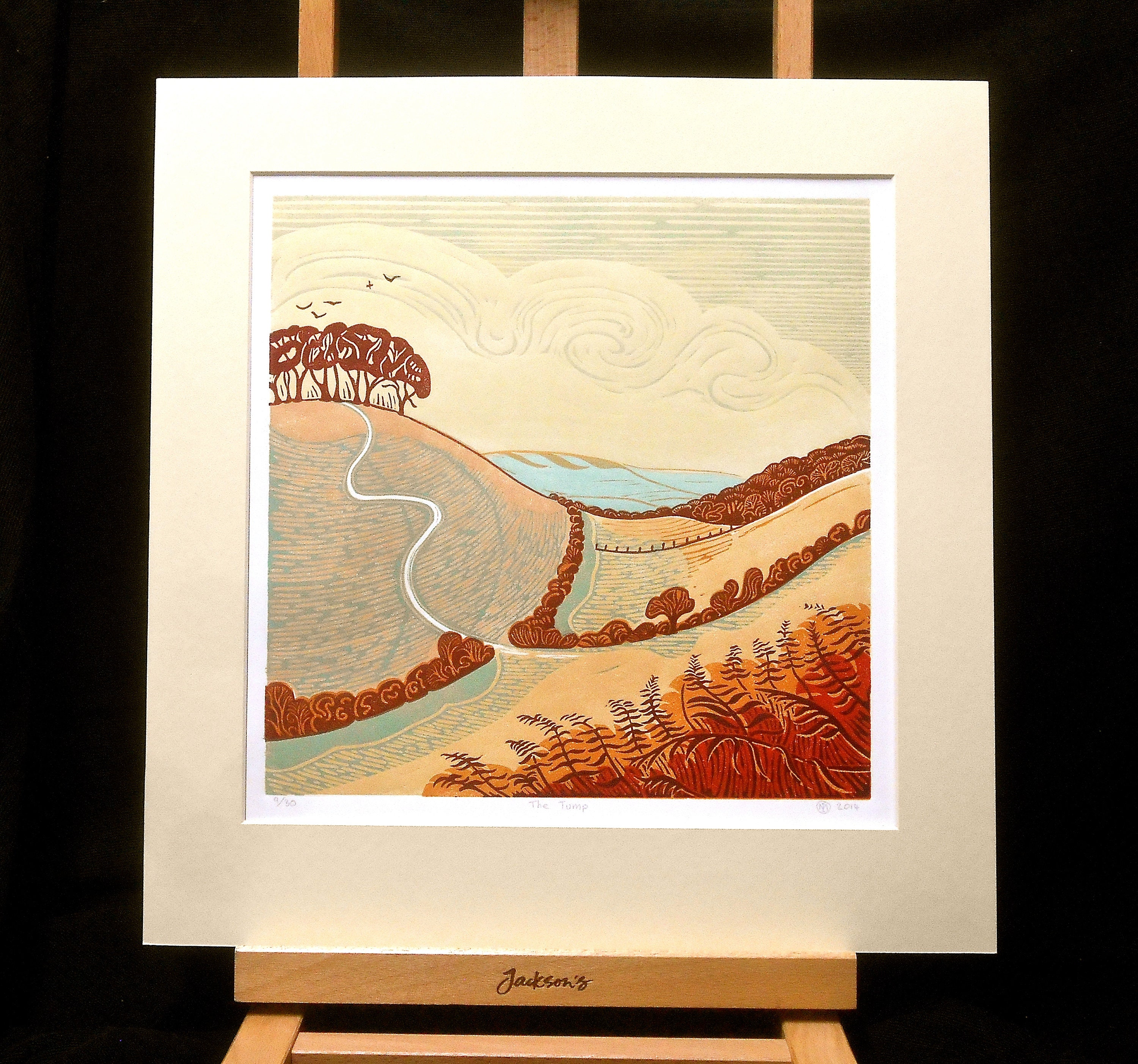 The Tump Limited Edition Lino Cut Print of a Wooded Hill - Etsy