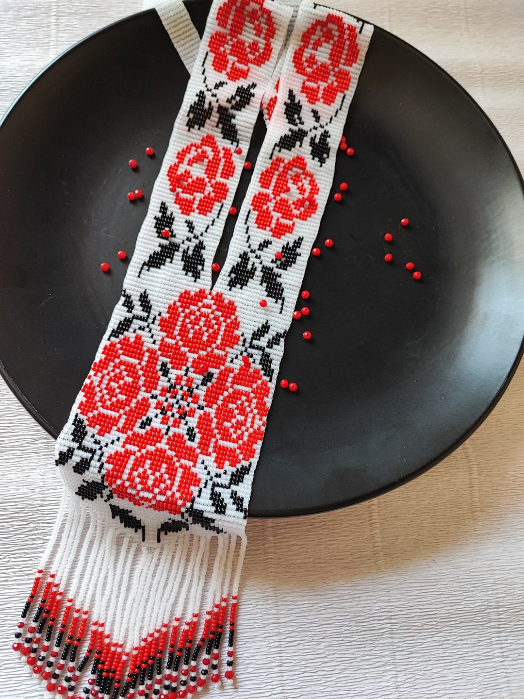 Gerdan Red Roses, Traditional Ukraine Necklace, Ukrainian Ornament ...