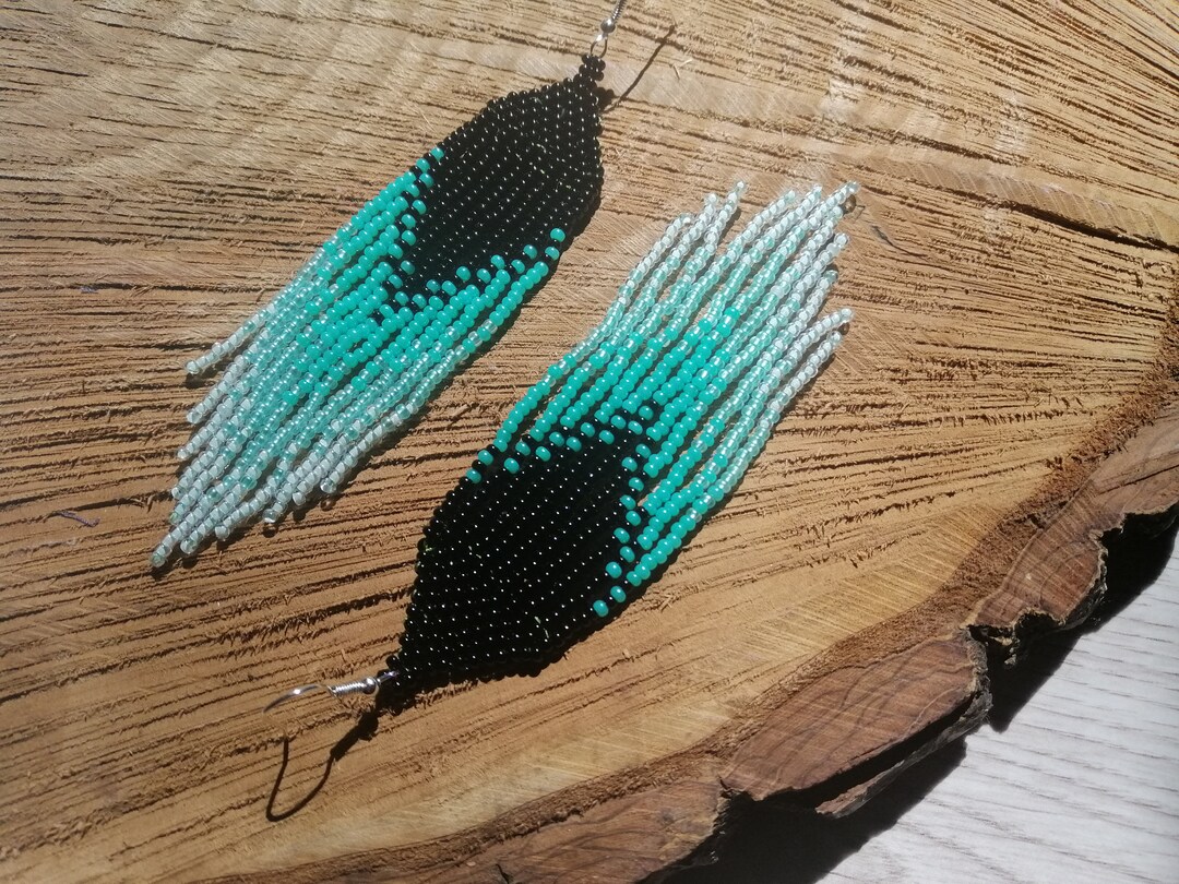 Pendientes de cuentas de esmeralda, Pendientes largos con degradado de ...