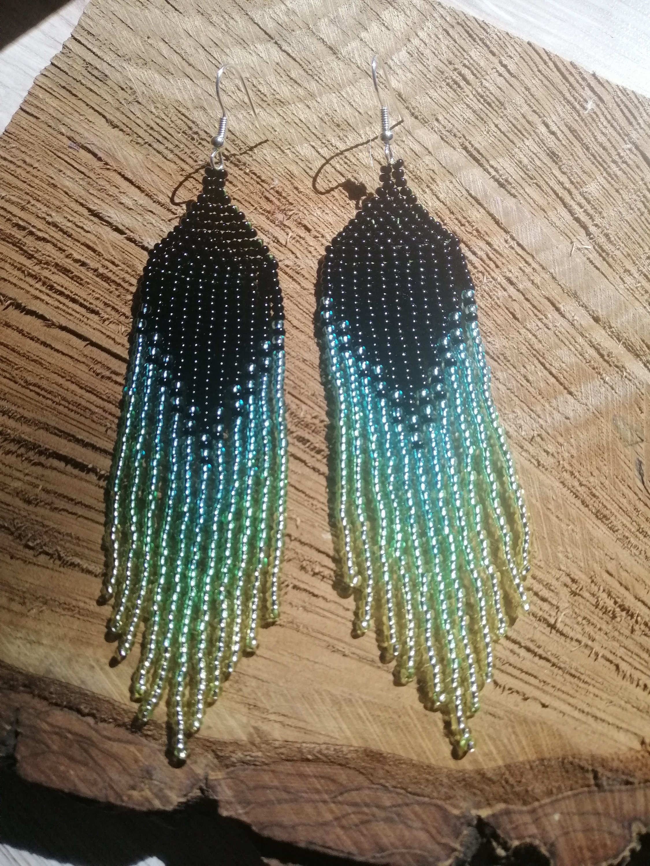 Ombre Bead Earrings Long Seed Gradient Long Ombre Earrings - Etsy