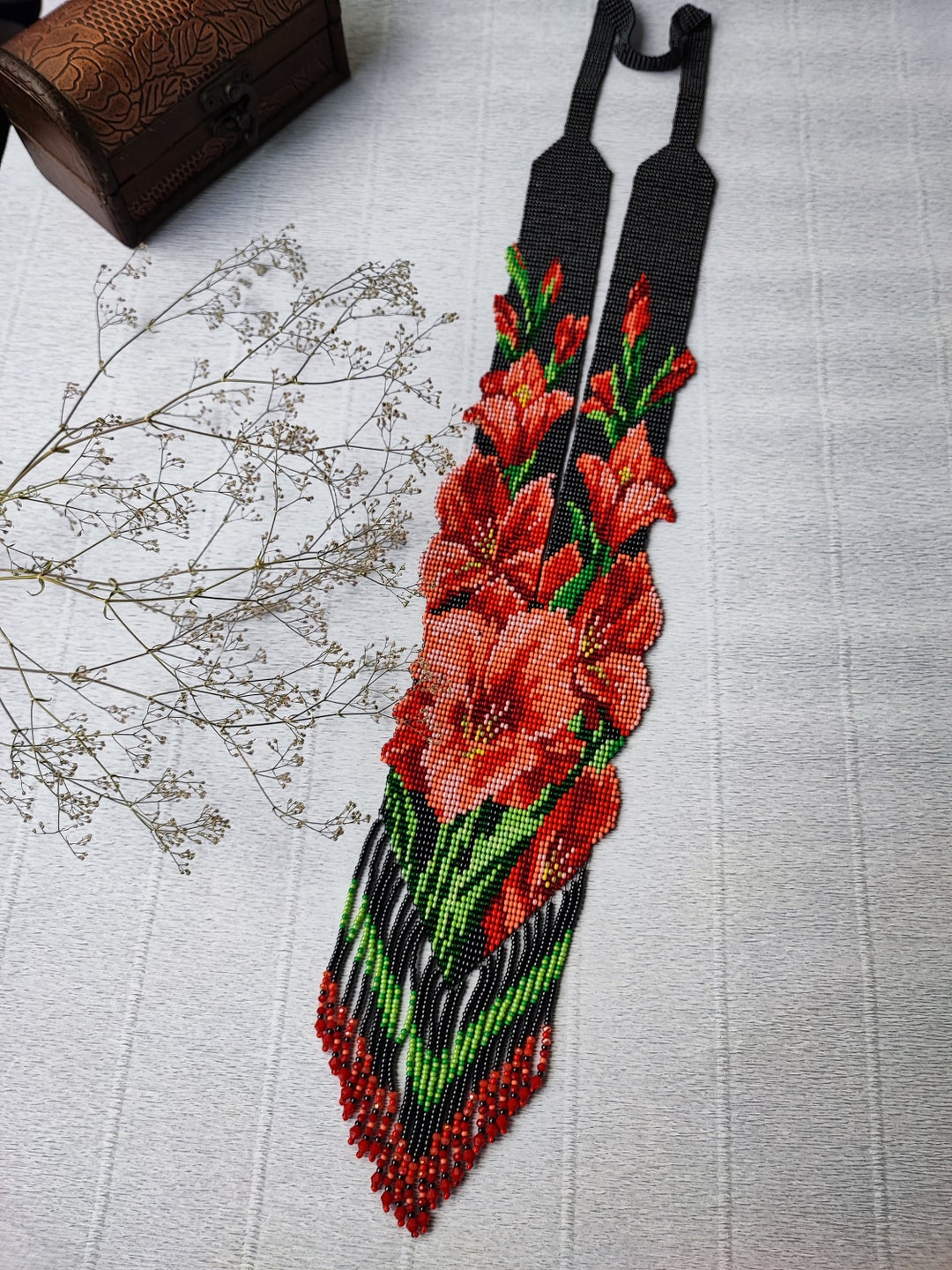 Gerdan Gladiolus, Traditional Ukraine Necklace, Ukrainian Ornament ...
