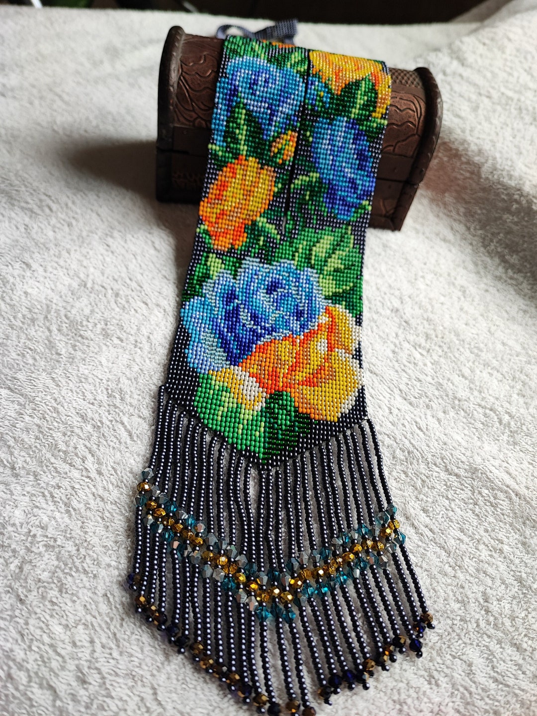 Gerdan Roses, Traditional Ukraine Necklace Blue and Yellow, Ukrainian ...