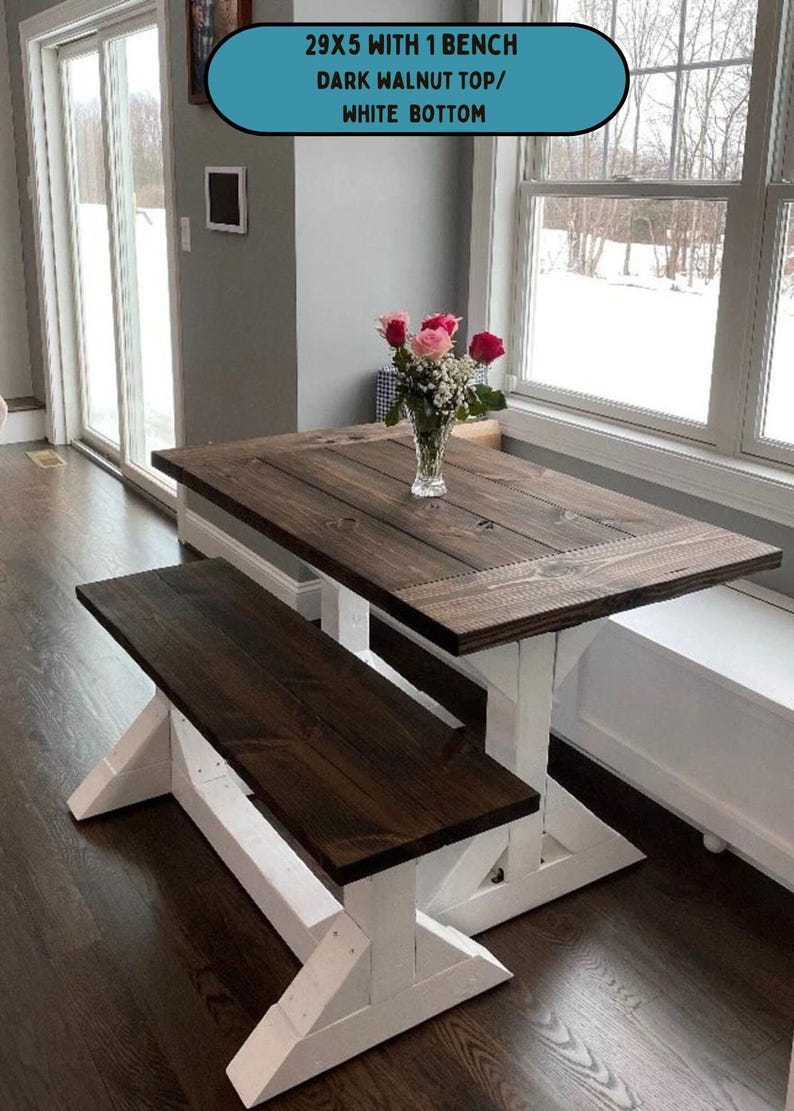 Rustic Wood Trestle Dining Table Rustic Kitchen Table Wood Dining Table ...
