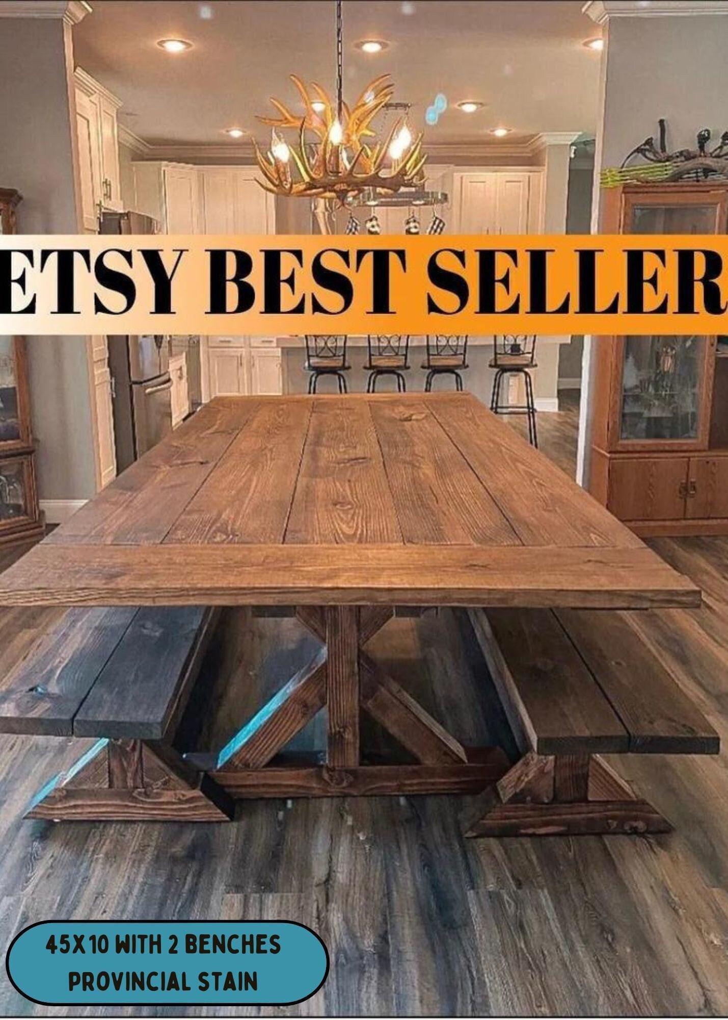 Rustic Wood Trestle Dining Table Rustic Kitchen Table Wood Dining Table ...