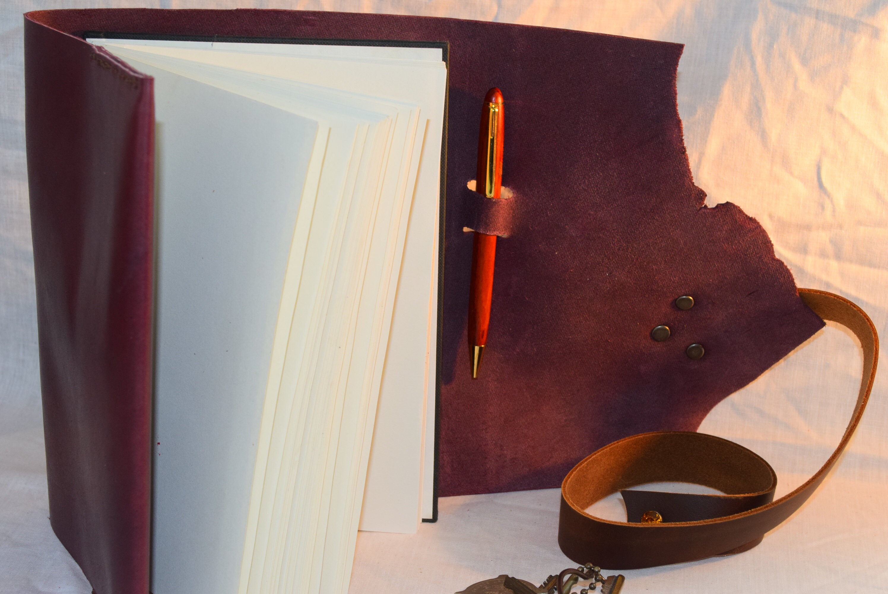 Plum and Brown Leather Journal Refillable Notebook Cover Pen | Etsy