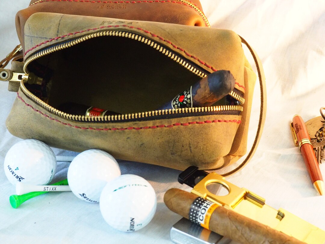 Leather Golf Caddy Bag; Cigar Case; Small Dopp Kit; Great Father’s Day ...