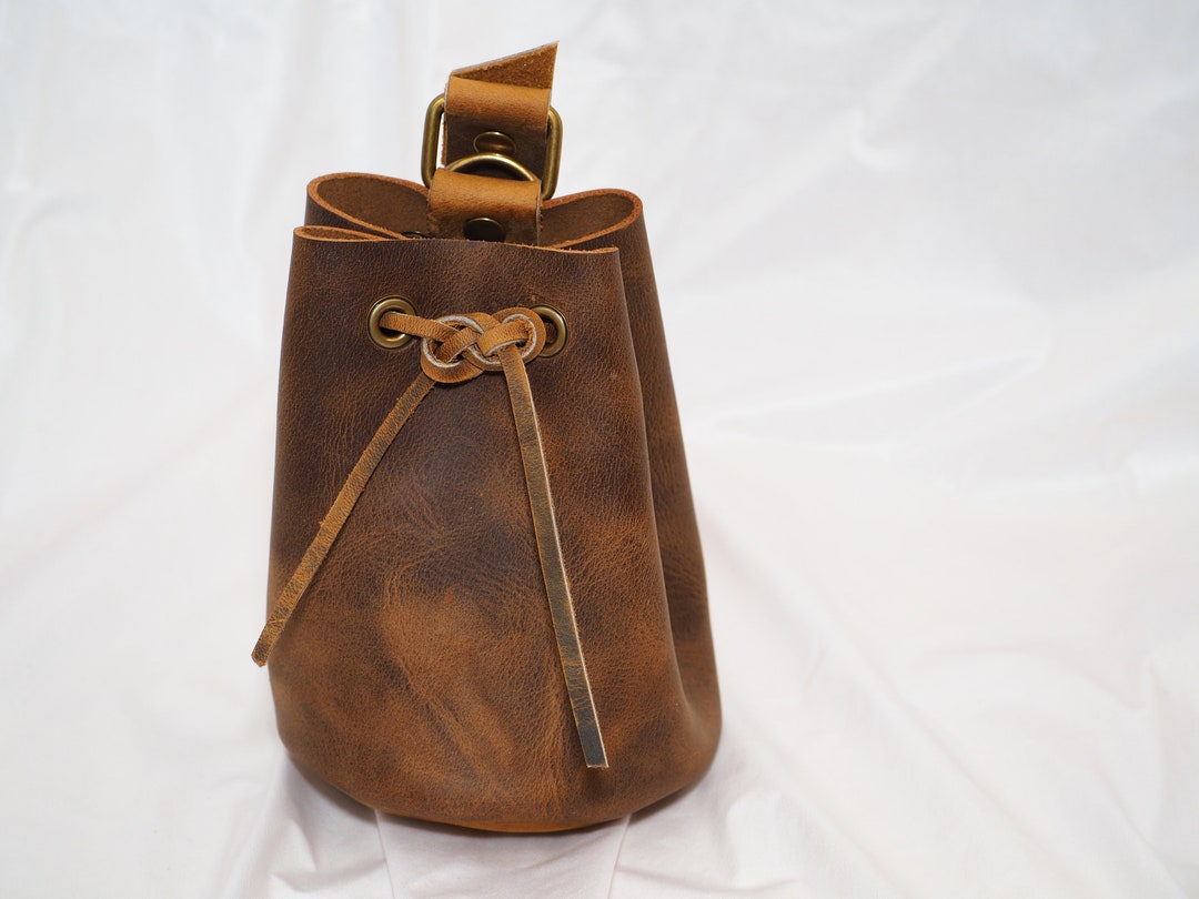 Oiled Leather Drawstring Pouch; Medieval Renfaire Coin Satchel; Dice ...