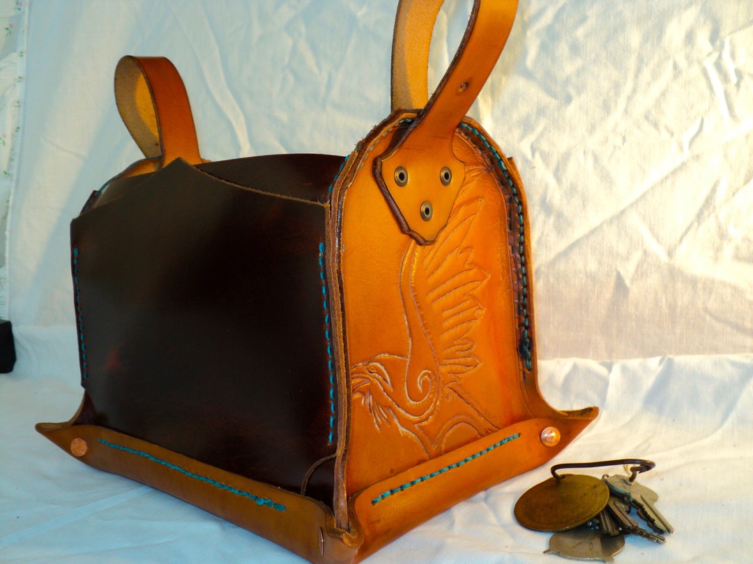 Custom Leather Desk Organizer: Workbench Tool Caddy, Personalized - Etsy