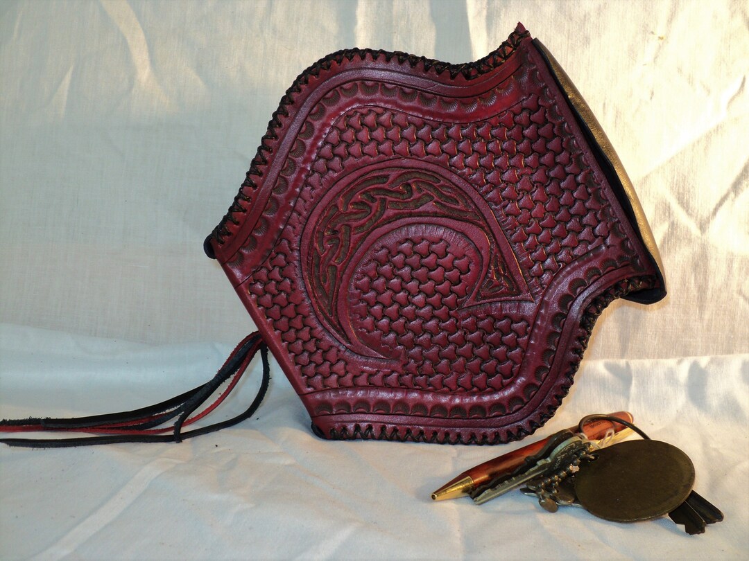 Red and Black Leather Potion Bottle Belt Pouch; Medieval Hip Bag ...