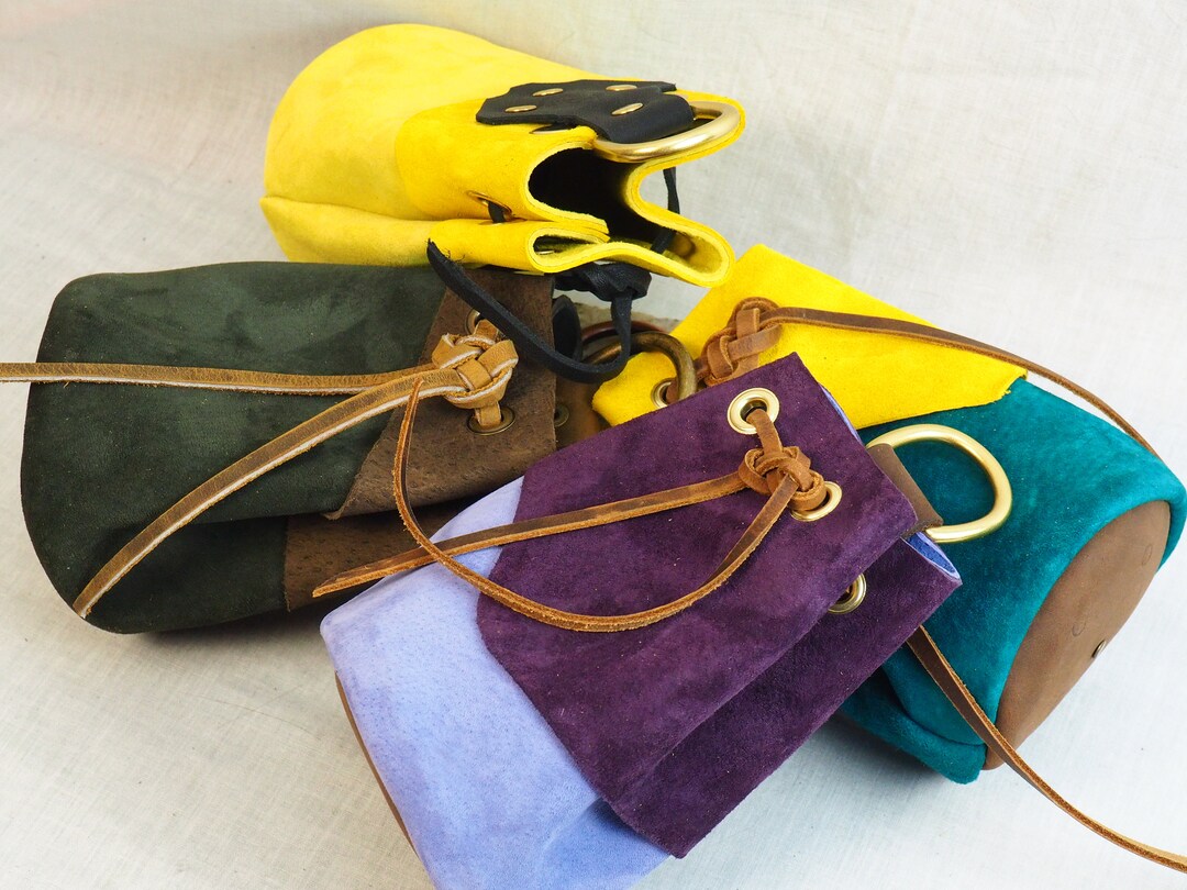 Handmade Leather Drawstring Pouch; Medieval LARP Renfair Coin Satchel ...