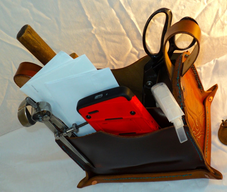 Custom Leather Desk Organizer Workbench Caddy Tool Storage | Etsy