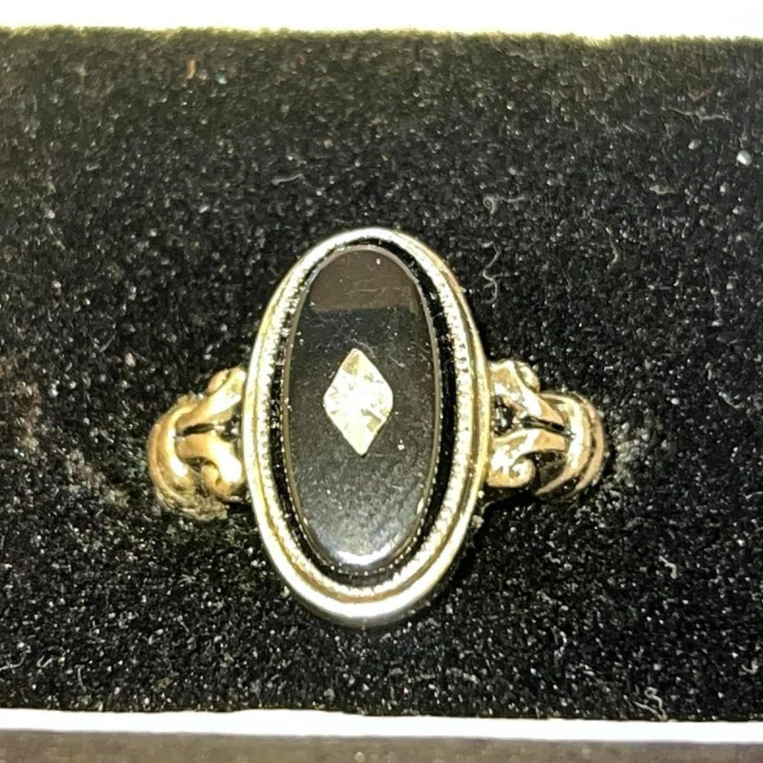 Vintage Avon Genuine Diamond and Black Onyx Ring Size 6 - Etsy